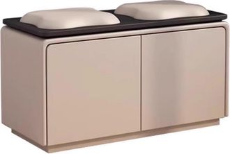 Generic Kleine Schuhbank mit Kissen Stabile Holzkonstruktion Abnehmbare Regale Moderner Einfacher Schuh-Organizer f&uuml;r Eingangsbereich Schlafzimmer Wohnzimmer 