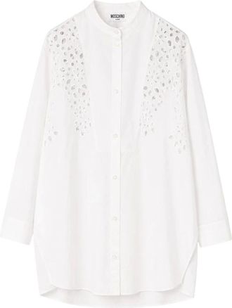 Moschino Femme, Blouses et Chemises, Blanc, Taille: 36 FR Chemisier over ricami sangallo