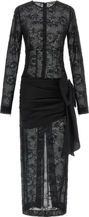 Alessandra Rich Femme, Robes, Noir, Taille: 34 FR Longue Robe en Dentelle Semi-Transparente