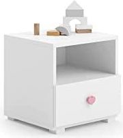 Dmora Nachttisch Gdansk, Niedrige Kommode, Tisch, Multifunktionaler Nachttisch, 40x38 h41 cm, Weiß und Rosa