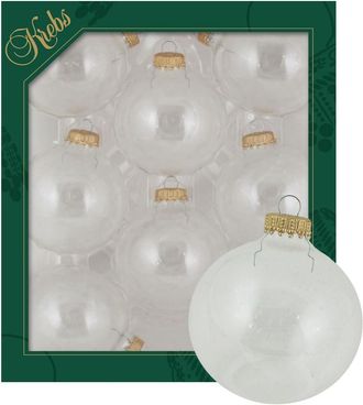 Krebs Glas Lauscha Weihnachtsdekoration/Christbaumschmuck aus Glas - Unifarbende Kugeln Kristall - Menge: 8 Stück - Farbe: Satin-Silber - Größe: ca. 7 cm