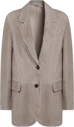 Brunello Cucinelli Femme, Vestes, Brun, Taille: 36 FR Veste en daim