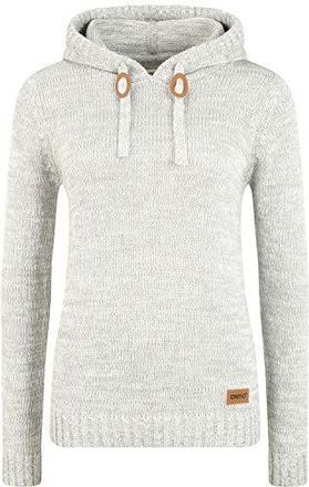 Oxmo Philla Femme Pull en Maille Pull à Capuche Pull en Maille épaisse avec Capuche 100% Coton Regular Fit, Taille:M, Couleur:Lig Grey M (798242)