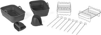 Salter Salter 14-teiliges Dual Air Fryer Zubeh&ouml;rset - Doppelte Silikonk&ouml;rbe und Handschuhe, Edelstahl-Roste, Edelstahl-Spie&szlig;e, gleichm&auml;&szlig;ige Hitzezirkulation,