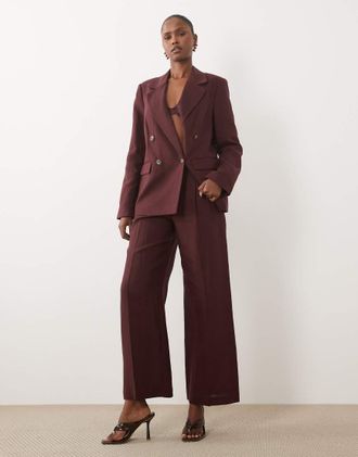 Nobody's Child ensemble 2 pi&egrave;ces pantalon large ajust&eacute; prune fonc&eacute;-VIOLET