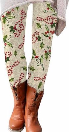 Generic Legging de Noël pour femme, imprimé fantaisie, extensible, tendance, vacances, taille haute, festif, thermique, décontracté, coupe ajustée, automne et