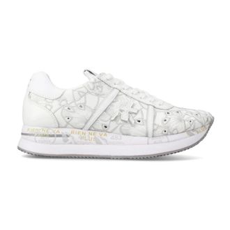 Premiata Femme, Chaussures, Blanc, Taille: 36 EU Baskets Blanches avec Lacets Verts