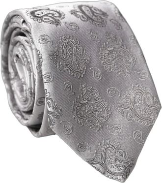 Dolce & Gabbana Homme, Accessoires, Gris, Taille: ONE Size Cravate en soie &agrave; motif cachemire