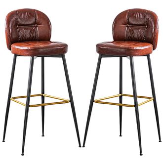 Generic Barhocker mit niedriger R&uuml;ckenlehne und um 360 Grad drehbarer Sitzfl&auml;che, Vintage-Barstuhl mit Kunstlederbezug und Massivholzbeinen