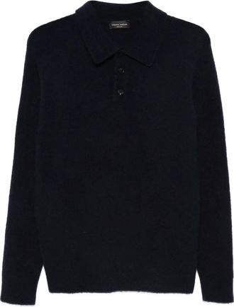 Roberto Collina polo à col rayé - Bleu