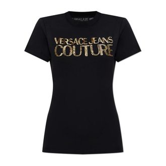 Versace Jeans Couture T-Shirt mit R&uuml;ckenausschnitt - - Tops - Damen - Schwarzk - XS