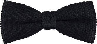 TigerTie Strick Seidenfliege in schwarz einfarbig Uni - Fliege 100% pure Seide + Aufbewahrungsbox