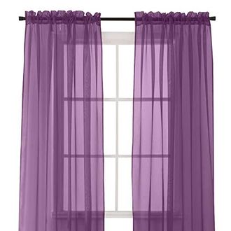 Elegant Comfort 2-teiliger Vorhang mit 5,1 cm Stangentasche, Fenstervorh&auml;nge, 101,6 cm Breite x 213,4 cm L&auml;nge, Violett