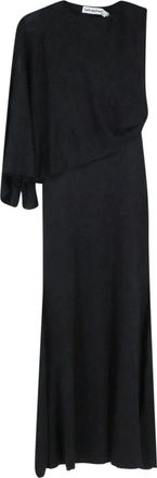 Self Portrait Femme, Robes, Noir, Taille: 42 FR Pf26 Viscose Knit One Shoulder Maxi Dress