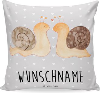 Mr. & Mrs. Panda Kissen Schnecken Liebe - Personalisierte Geschenke, Jahrestag, Bedrucken, Zufrieden, Personalisiert, Hocheitstag, Wunschname, Gemeinsam, Name, Kopfkis