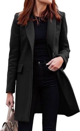 Generic Veste Blazer décontractée pour Femme, Manches Longues, Ouverte sur Le Devant, col à Revers, légère, Noire, Taille XX-Large. Idéale pour Le Travail ou 