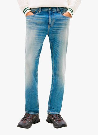 Tommy Hilfiger Jean droit d&eacute;lav&eacute; en coton m&eacute;lang&eacute;