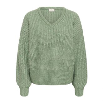 Kaffe Femme, Pulls, Vert, Taille: 40 FR V-neck Tricots