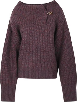 Dries Van Noten Femme, Pulls, Rouge, Taille: 40 FR Pull en maille avec encolure orn&eacute;e