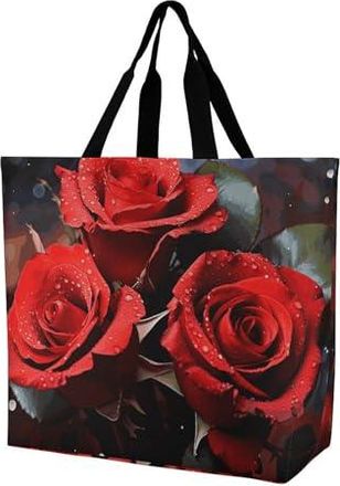 Generic Roses Rouges Romantiques Sac A Main Femme R&eacute;utilisable Sacs D&eacute;contract&eacute; Sac &Agrave; Bandouli&egrave;re Pour Universit&eacute; Travail Gym