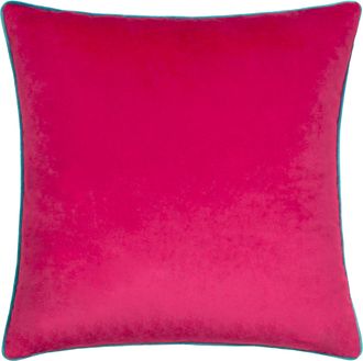 furn. Meridian Kissenbezug - luxuri&ouml;ser kontrastfarbener paspelierter Samt-Dekobezug (Himbeere/Blaugr&uuml;n - 45x45cm)