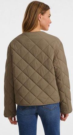 Lands End Kragenlose FeatherFree Steppjacke, Damen, Gr&ouml;&szlig;e:44-46 regular, Beige, by Lands End