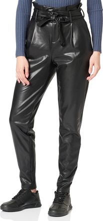 Only Damen Onlpoptrash Yo Pu Easy Paperbag PNT Hose, Schwarz, XXS / 34L EU
