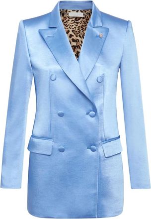 Philipp Plein Femme, Vestes, Bleu, Taille: 36 FR Satin Dandy Blazer