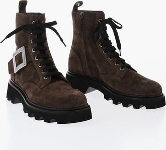 Roger Vivier Schn&uuml;rstiefel Aus Wildleder Mit Seitlichem Rei&szlig;verschluss Roger Vivier