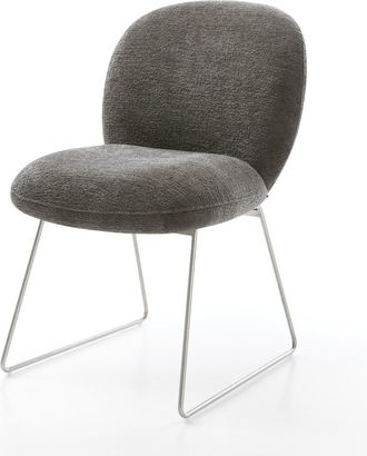 DELIFE Drehstuhl Nube-Flex Strukturstoff Soft Grau Kreuzgestell breit Schwarz 360&deg; drehbar Wippfunktion Taschenfederkern, Esszimmerst&uuml;hle