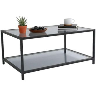 Dmora Wohnzimmertisch Diphda, Niedriger Wohnzimmertisch, Kaffeeregal, Couchtisch f&uuml;r Sofa, 90x60h40 cm, Schwarz, mit verst&auml;rkter Verpackung - Dmora