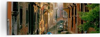 Arttor Panorama Bilder auf Leinwand 160x50cm Leinwandbild Venedig Brücke Wasser Haus Groß XXL Wanddeko Bild Schlafzimmer Wandbilder Dekoration Wohnzimmer Wal