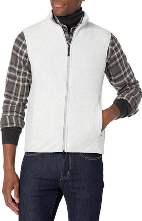 Amazon Essentials Herren Polarfleece-Weste mit durchgehendem Reißverschluss (erhältlich in Big & Tall), Hellgrau Meliert, XXL