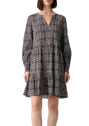 Comma Strukturiertes Printkleid mit Manschetten und Volants