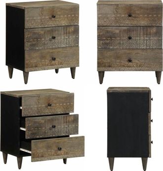 vidaXL Nachttisch Hellgrau 50x33x60 cm Massivholz Mango - Vidaxl