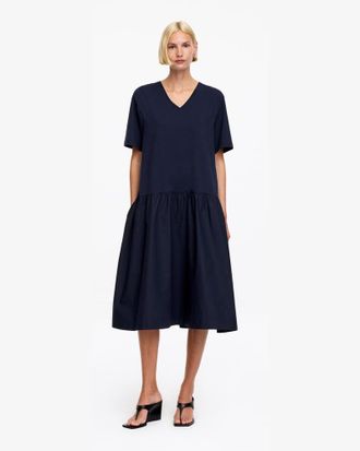 Arket Midikleid Mit V-Ausschnitt -Blau