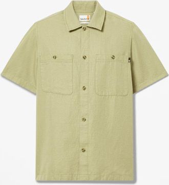 Timberland Kurz&auml;rmeliges Utility-Hemd aus Baumwoll-Leinenmischung f&uuml;r Herren in Gr&uuml;n, Herren, Gr&uuml;n, Gr&ouml;&szlig;e