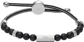 Diesel Armband F&uuml;r M&auml;nner Perlen, 16.5Cm-25Cm Schwarzes Halbedelstein-Armband, DX1151040