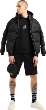 A|X Armani Exchange Herren Icon Project, gesticktes Logo, Rundhalsausschnitt, Sweatshirt, Schwarz, XL