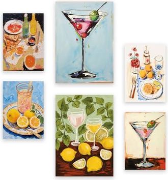 Nacnic Set de 6 Boisson Posters. En Affiche des gourmets. Estampados decorativos est&eacute;ticos para su sala de estar, dormitorio, hogar Tailles A4 et A3