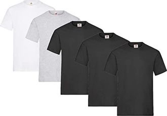 Fruit Of The Loom Lot de 5 T-shirts en coton &eacute;pais pour homme, Tailles M L XL XXL 3XL, diff&eacute;rents assortiments de couleurs, L