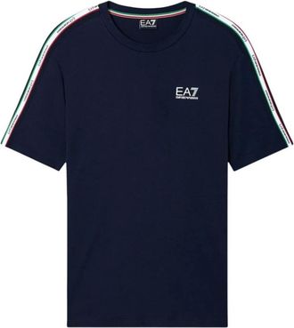 Emporio Armani Emporio Armani Ea7, Homme, Tops, Bleu, Taille: XS T-shirt &agrave; col rond et manches courtes imprim&eacute;