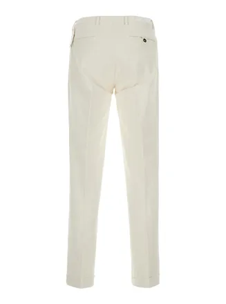 Michael Coal Mens Cotton Trousers With Side Pockets White