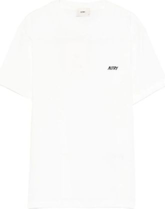 Autry Femme, Tops, Blanc, Taille: 36 FR Logo Cotton T-Shirt