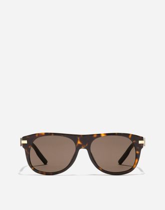 Dolce & Gabbana Metal Plaque Sunglasses - Frau Neuheiten Havana Acetat Onesize