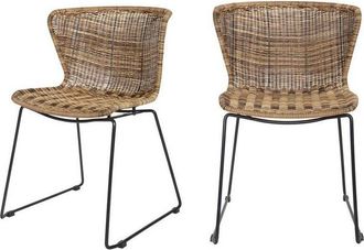 Woood Woood - Lot de 2 chaises indoor/outdoor en résine tressée - Naturel - Wings