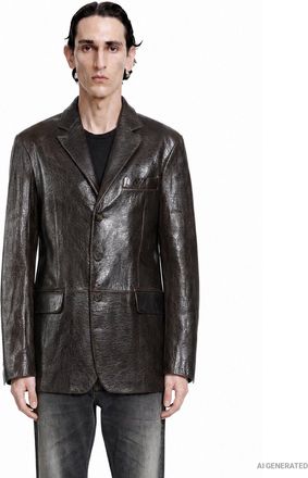 Emporio Armani Shiny Drummed Leather Blazer