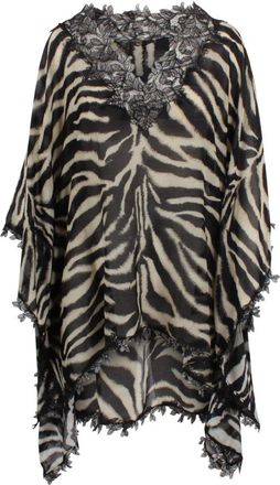 Ermanno Scervino Femme, Blouses et Chemises, Multicolore, Taille: 36 FR Kaftan Court en Coton et Soie avec Dentelle