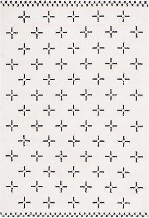 Safavieh Boho Teppich für Wohnzimmer, Esszimmer, Schlafzimmer - Melody Collection, Kurzer Flor, Elfenbein und Schwarz, 91 X 152 cm