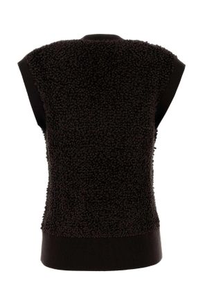 Ferragamo Womens Dark Brown Boucle Vest Darkexpresso Maglieria Sweater